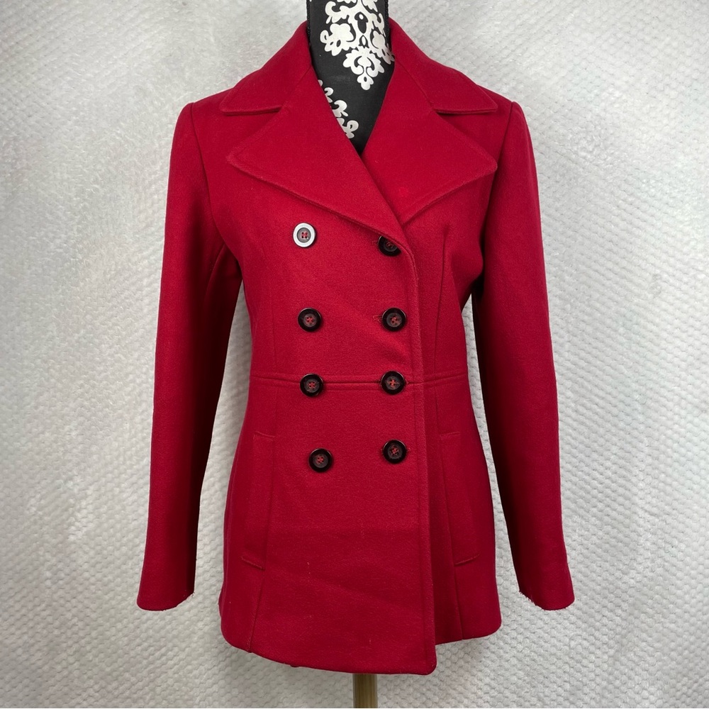 Mdp Mario De Pinto Double Breasted Wool Blend Red Pea… - Gem